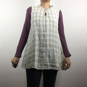 Flax | Tops | Flax Linen Striped Tunic Top Cream Tan | Poshmark